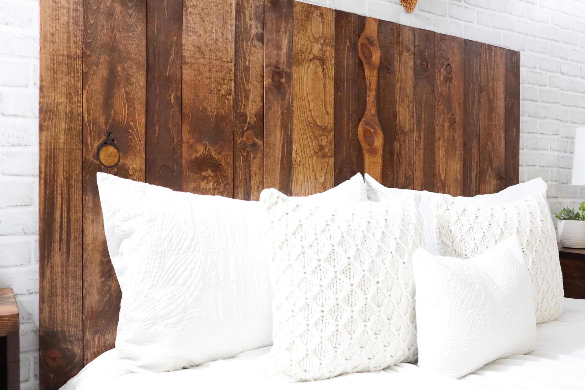 Barn Walls Solid Wood King Size Headboard, Foxy Brown Stain with Smooth Natural Wood Grain Variation, Handcrafted Head Board Wall-Mounted Panels, Rustic Modern Bedroom, Built to Last