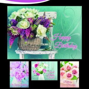 Fragrant Bouquets - Birthday Greeting Cards - NIV Scripture - (Box of 12)