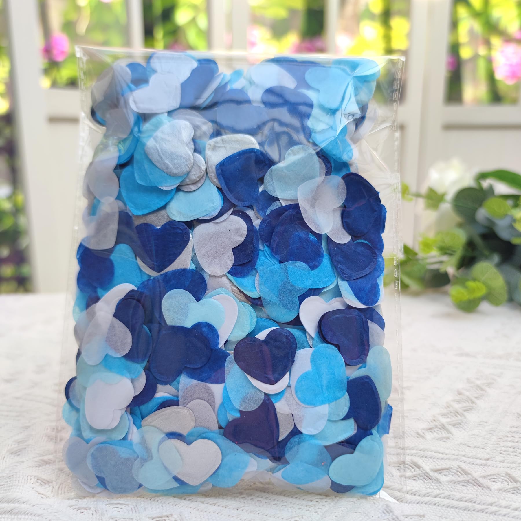 Mybbshower Blue Silver Tissue Paper Heart Confetti Wedding Engagement Bridal Shower Decor Table scatter 1 Inch Pack of 6000