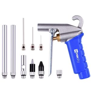 wynnsky high flow air blow gun with 9 pcs blower tips, 6 inch extensions, needle and rubber tip, xtreme flow nozzle, adaptor, 120psi working pressure, air compressor accessories kit, cleaning air tool