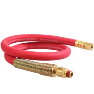 wynnsky rubber lead-in air hose, 3/8" x 30" (1/4 in. mnpt ball swivel x 1/4 in. fnpt ends), 300 psi, red heavy duty air compressor lead- in hose