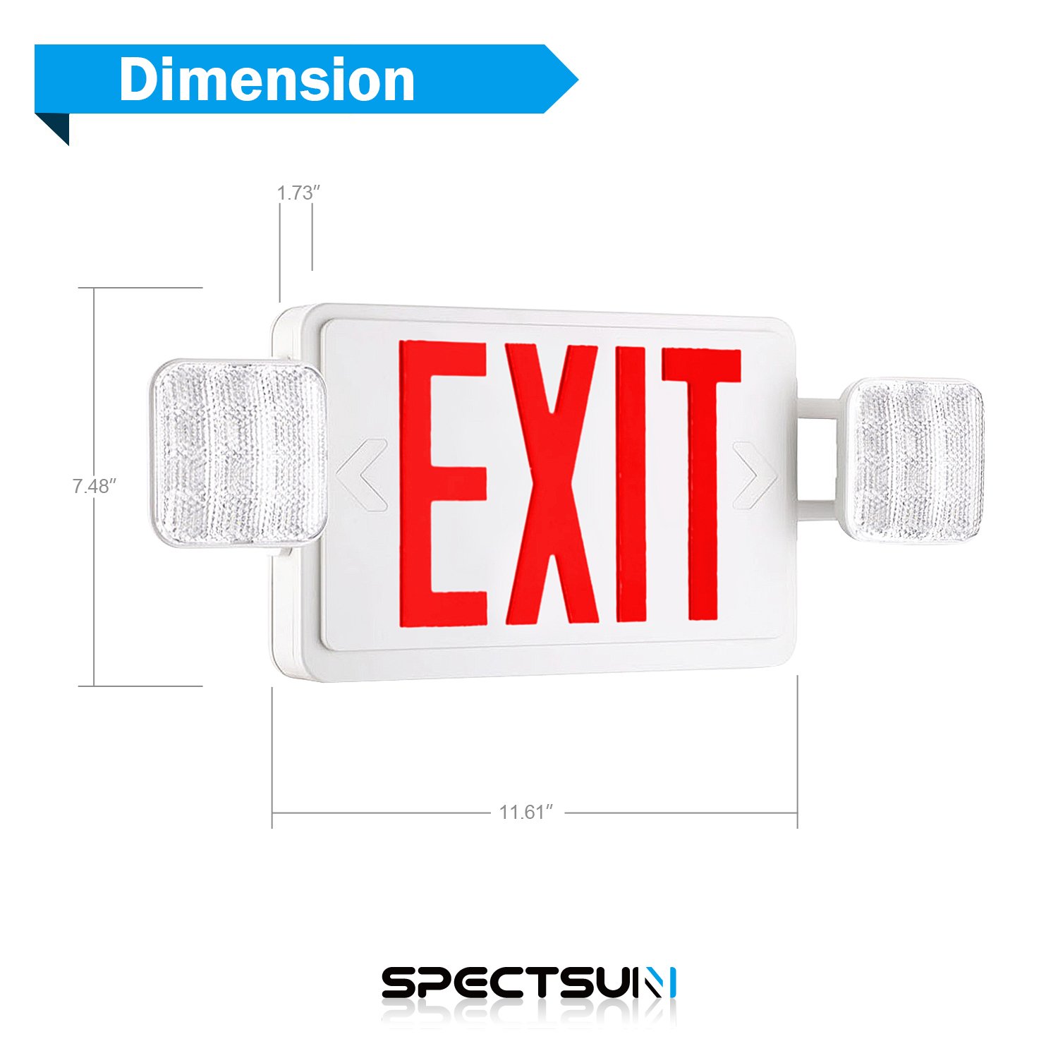 SPECTSUN Exit Sign with Emergency Light, Red Emergency Exit Lights with Battery Backup - 1 Pack, Exit Emergency Light Combo/Exit Sign with Emergency Light/Emergency Exit Light/Emergency Led Light