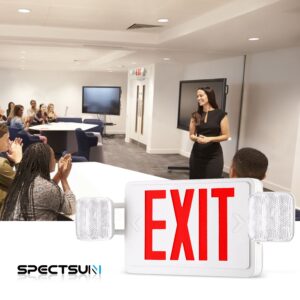 SPECTSUN Exit Sign with Emergency Light, Red Emergency Exit Lights with Battery Backup - 1 Pack, Exit Emergency Light Combo/Exit Sign with Emergency Light/Emergency Exit Light/Emergency Led Light