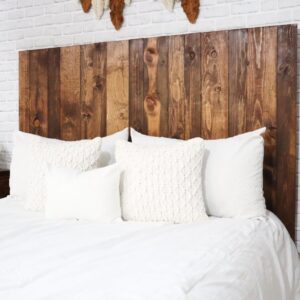 Barn Walls Solid Wood King Size Headboard, Foxy Brown Stain with Smooth Natural Wood Grain Variation, Handcrafted Head Board Wall-Mounted Panels, Rustic Modern Bedroom, Built to Last