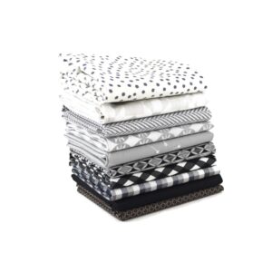 black, white and grey fat quarter bundle (10 pcs) - mixed designers - southern fabric 18 x 21 inches (45.72cm x 53.34cm) fabric cuts diy quilt fabric