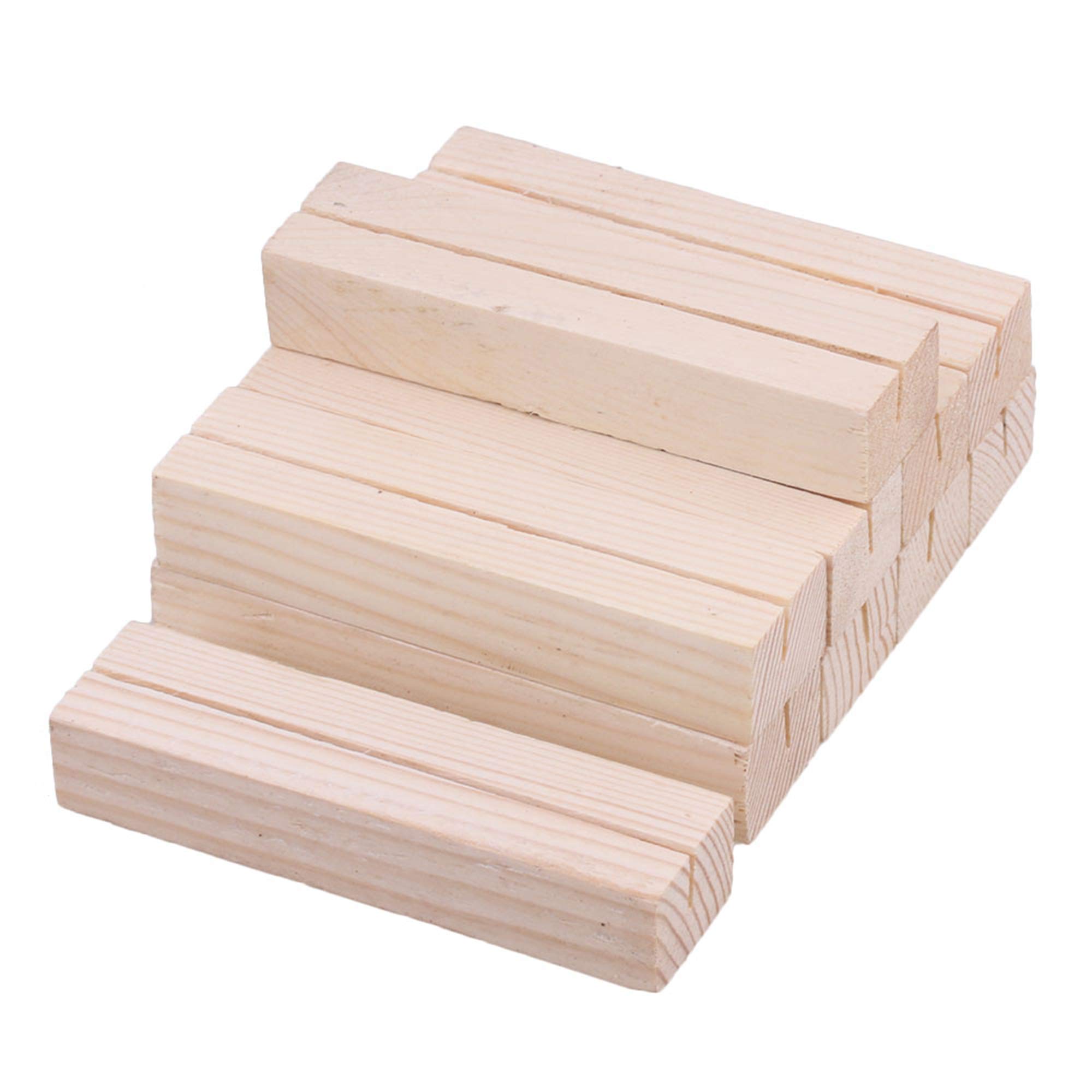 RDEXP 10x2.7x1.8cm Pine Wood Postcard Card Holder Wood Table Numbers Party Wedding Table Name Card Holder Pack of 10