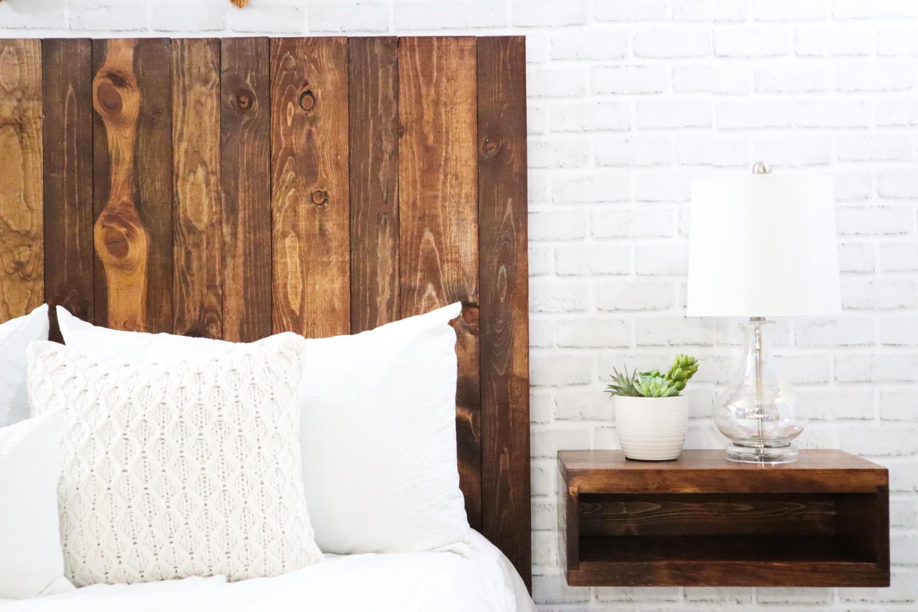 Barn Walls Solid Wood King Size Headboard, Foxy Brown Stain with Smooth Natural Wood Grain Variation, Handcrafted Head Board Wall-Mounted Panels, Rustic Modern Bedroom, Built to Last