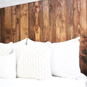 Barn Walls Solid Wood King Size Headboard, Foxy Brown Stain with Smooth Natural Wood Grain Variation, Handcrafted Head Board Wall-Mounted Panels, Rustic Modern Bedroom, Built to Last