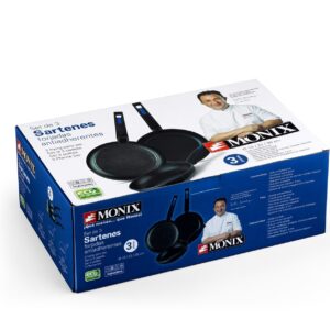 Monix Martin berasategui Forged Aluminium Frying Pans, Set of 3, Black, 26 cm, Pack of 3