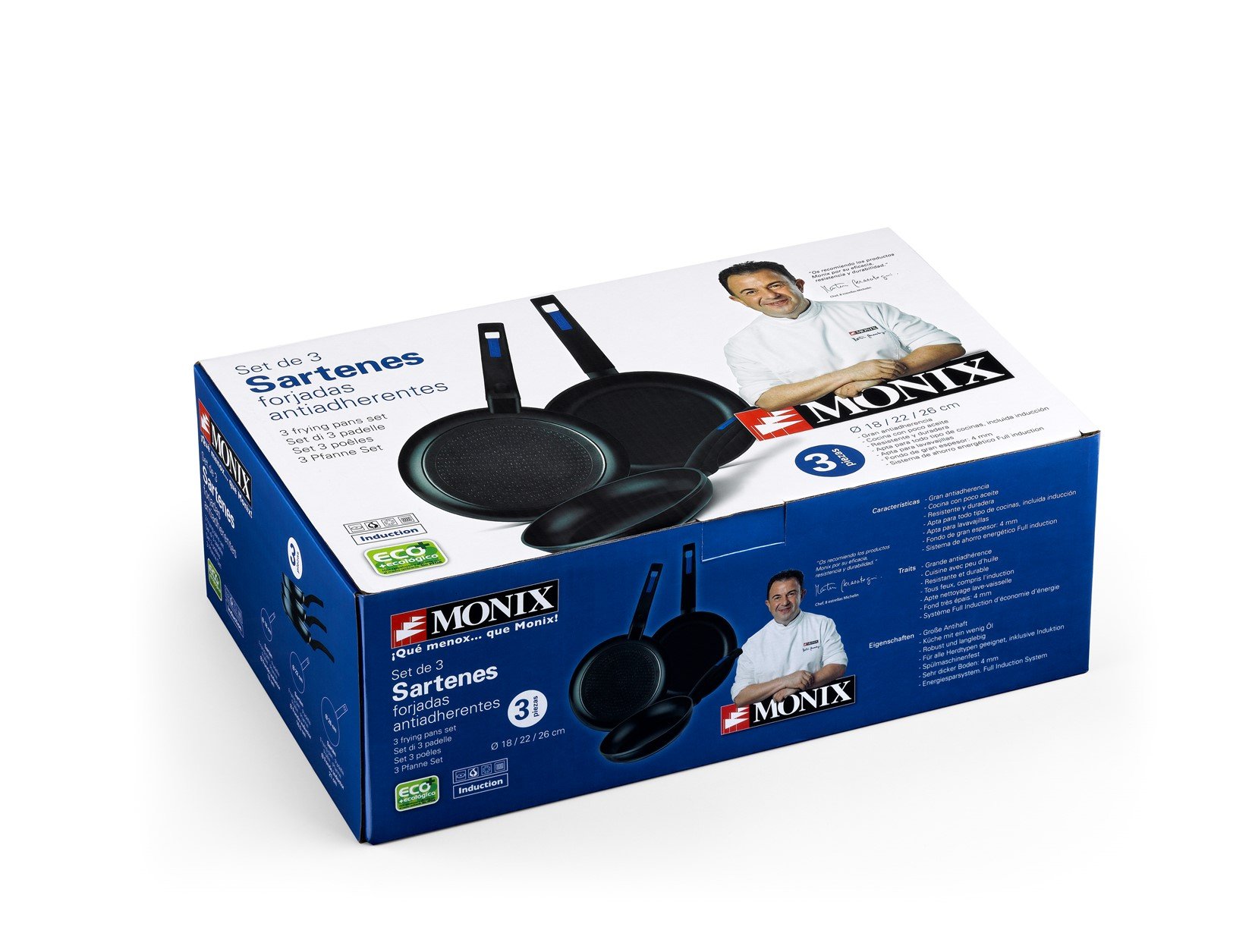 Monix Martin berasategui Forged Aluminium Frying Pans, Set of 3, Black, 26 cm, Pack of 3