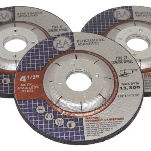 Benchmark Abrasives Grinder Cut Off Wheels 4 1/2 Inch Aluminum Oxide Depressed Center Thin Type 27 for Metals, .045" Thick 7/8" Arbor, Angle Grinder Cutting Disc, Grinding Cutting Wheel - 15 Pack