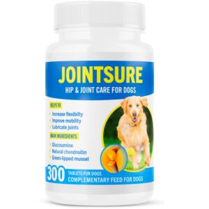 jointsure hip and joint supplement for dogs 300 tablets | formulated with glucosamine & chondroitin for dogs | proven to improve mobility & increase flexibility | all breeds & sizes