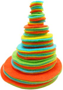 playfully ever after light green, turquoise, orange & yellow craft felt circles (mixed size pack - 56pc)