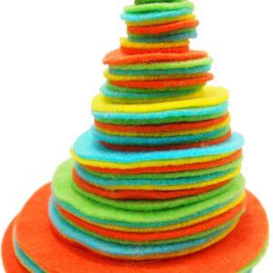 Playfully Ever After Light Green, Turquoise, Orange & Yellow Craft Felt Circles (Mixed Size Pack - 56pc)