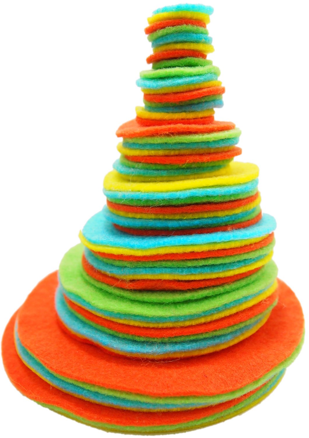 Playfully Ever After Light Green, Turquoise, Orange & Yellow Craft Felt Circles (Mixed Size Pack - 56pc)