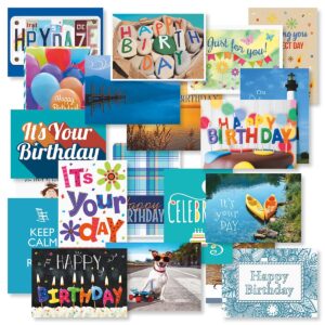 mega birthday greeting card value pack - set of 40 (20 designs), large 5" x 7", birthday cards with sentiments inside, white envelopes