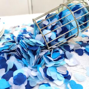 Mybbshower Blue Silver Tissue Paper Heart Confetti Wedding Engagement Bridal Shower Decor Table scatter 1 Inch Pack of 6000