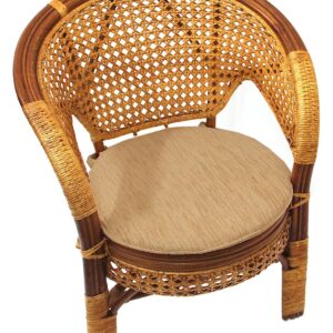 Set of 2 Pelangi Handmade Rattan Dining Wicker Chairs Colonial Color w/Cushion