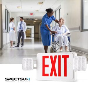 SPECTSUN Exit Sign with Emergency Light, Red Emergency Exit Lights with Battery Backup - 1 Pack, Exit Emergency Light Combo/Exit Sign with Emergency Light/Emergency Exit Light/Emergency Led Light