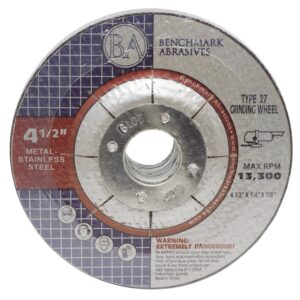 benchmark abrasives grinder cut off wheels 4 1/2 inch aluminum oxide depressed center thin type 27 for metals, .045" thick 7/8" arbor, angle grinder cutting disc, grinding cutting wheel - 15 pack