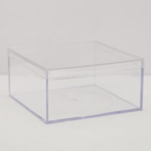 clear plastic box - 4" square x 2" tall - 6 boxes per pack