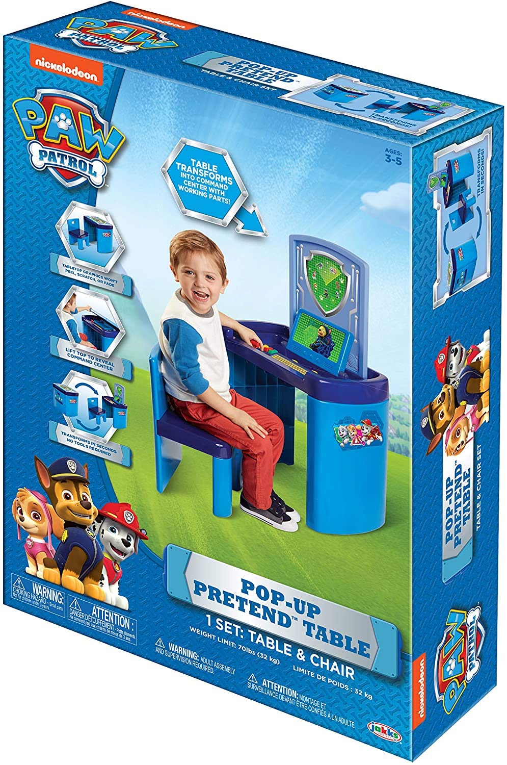 Paw Patrol Pop-Up Pretend Activity Table Set with One Chair