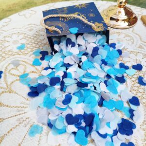 Mybbshower Blue Silver Tissue Paper Heart Confetti Wedding Engagement Bridal Shower Decor Table scatter 1 Inch Pack of 6000