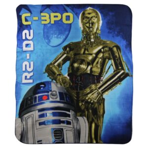 s.l. home fashions star wars c-3po & r2-d2 kids character lightweight fleece throw blanket