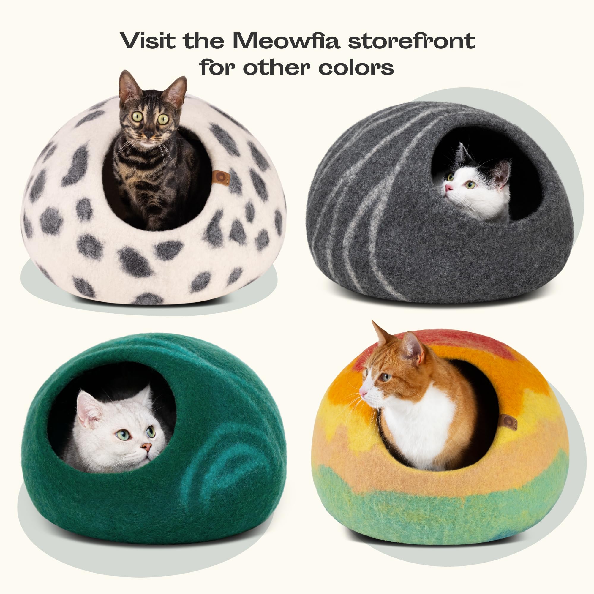 MEOWFIA Cat Cave – Premium Felt Cat Bed for Indoor Cats, Handmade 100% Merino Wool (Dark Shades) (Medium, Dark Grey)