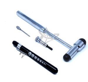 buck 3 in 1 percussion hammer + reusable diagnostic medical pocket penlight pen light (a2zscilab) (black penlight + buck hammer)