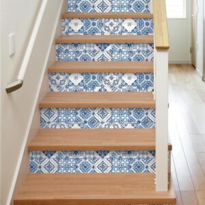 RoomMates RMK11083WP Blue Mediterranian Tile Peel and Stick Wallpaper 20.5" x 16.5 feet