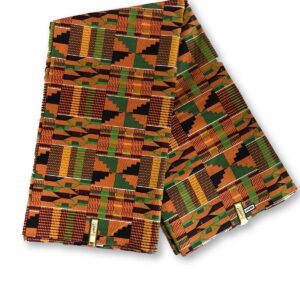 African Kente Print #1- Serengeti Fabric (1 Yard) Kente African Print Fabric Cotton 44" Wide Head wrap Head tie Scarf Choir African Dance Black History Month African American Men Women Kids