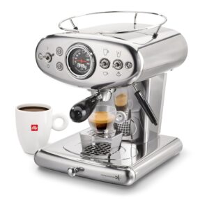 illy x1 anniversary 1935 espresso single-serve machine with milk frother steam wand for iperespresso capsules, 15bar (stainless)