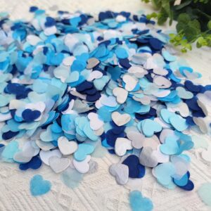 Mybbshower Blue Silver Tissue Paper Heart Confetti Wedding Engagement Bridal Shower Decor Table scatter 1 Inch Pack of 6000