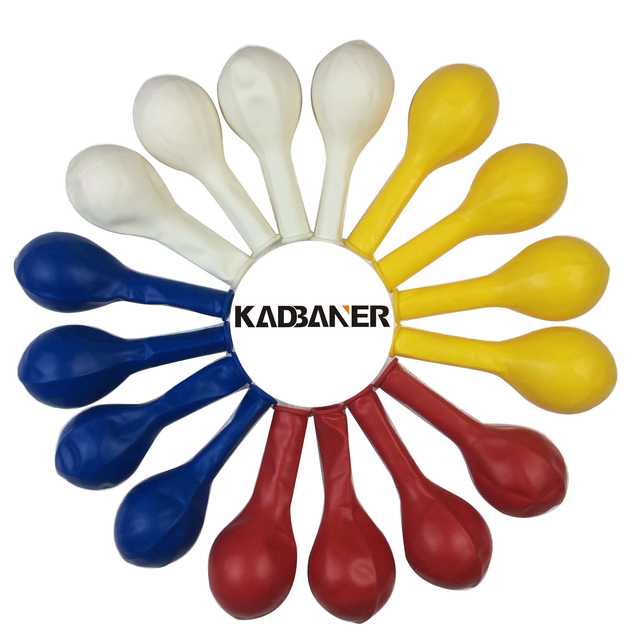 KADBANER White Yellow Red Blue Balloons,100-Pack,12-Inch Latex Balloons