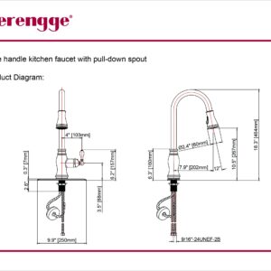 Derengge FK-258-CS Single Handle Pull Down Kitchen Faucet with Deck Plate,Meets UPC cUPC NSF61-9 Certification,French Brushed Bronze Finished