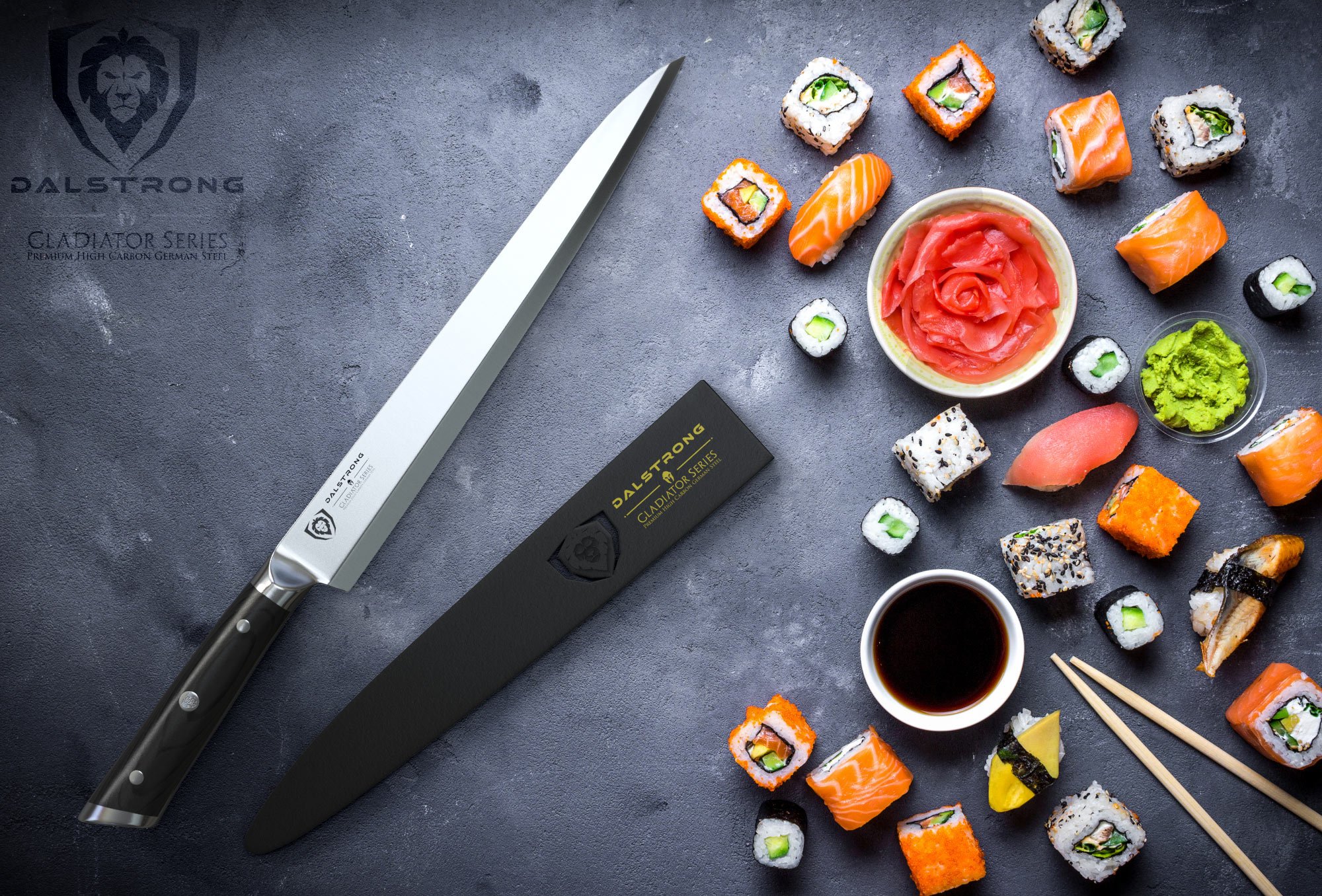 Dalstrong Yanagiba Knife - 10.5 inch Sushi Knife - Gladiator Series Elite - Forged German High Carbon Steel - Black G10 Handle Kitchen Knife - Asian Vegetable Knife - Sheath Included - NSF Certified