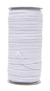 mandala crafts white elastic bands 3/8 flat elastic cord stretch strap - 10mm 50 yds roll of elastic straps braided elastic band - 3 8 inch elastics for sewing and elastic crafting