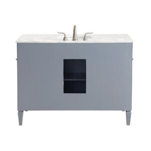 Elegant Kitchen and Bath 48 inch Single Bathroom Vanity Cabinet Set with White Marble Countertop - Grey