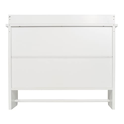 Redmon Contemporary Country Wall Towel Bar Shelf, One Size, White (5225) Large