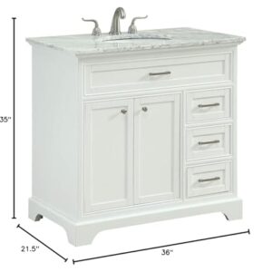 Elegant Kitchen and Bath 36 inch Single Bathroom Vanity Cabinet Set - White