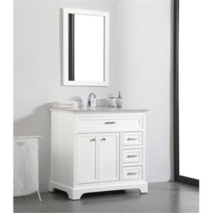 Elegant Kitchen and Bath 36 inch Single Bathroom Vanity Cabinet Set - White