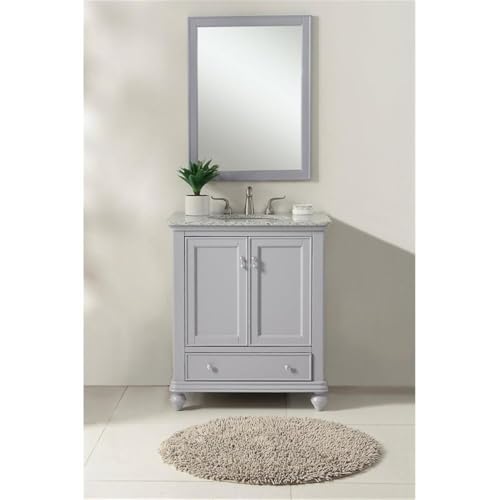 Elegant Kitchen and Bath 30 inch Single Bathroom Vanity Cabinet Set with Granite Countertop - Light Grey