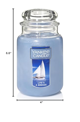 Yankee Candle Life’s A Breeze Scented, Classic 22oz Large Jar Single Wick Candle, Over 110 Hours of Burn Time