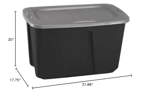 Homz, 6630GRBKTS.06, Storage Tote, 32 Gal, Black/Gray