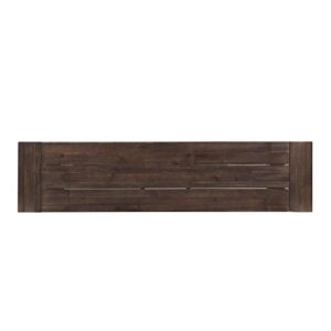 GDFStudio Indoor Farmhouse Dark Brown Sandblast Finish Acacia Wood Dining Bench with White Rustic Metal Finish Frame