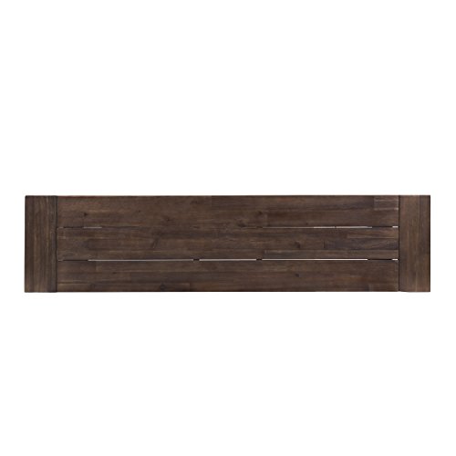 GDFStudio Indoor Farmhouse Dark Brown Sandblast Finish Acacia Wood Dining Bench with White Rustic Metal Finish Frame