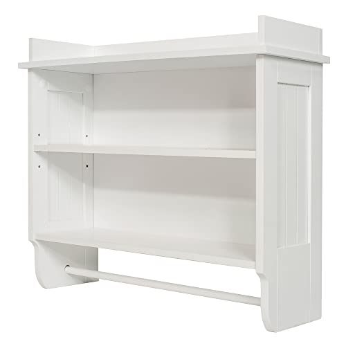 Redmon Contemporary Country Wall Towel Bar Shelf, One Size, White (5225) Large