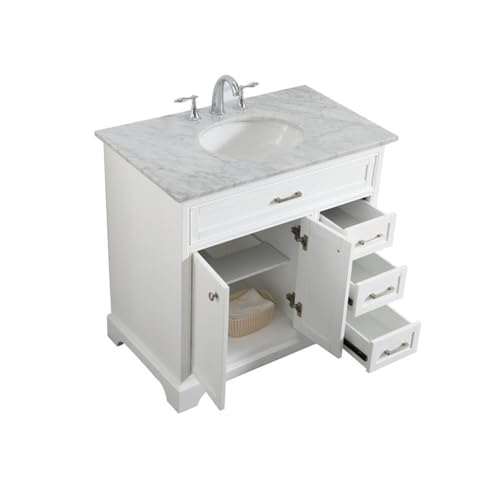 Elegant Kitchen and Bath 36 inch Single Bathroom Vanity Cabinet Set - White