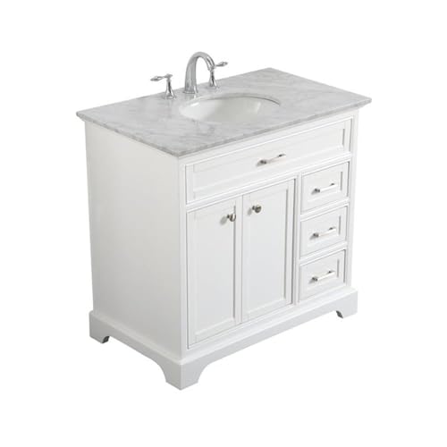 Elegant Kitchen and Bath 36 inch Single Bathroom Vanity Cabinet Set - White